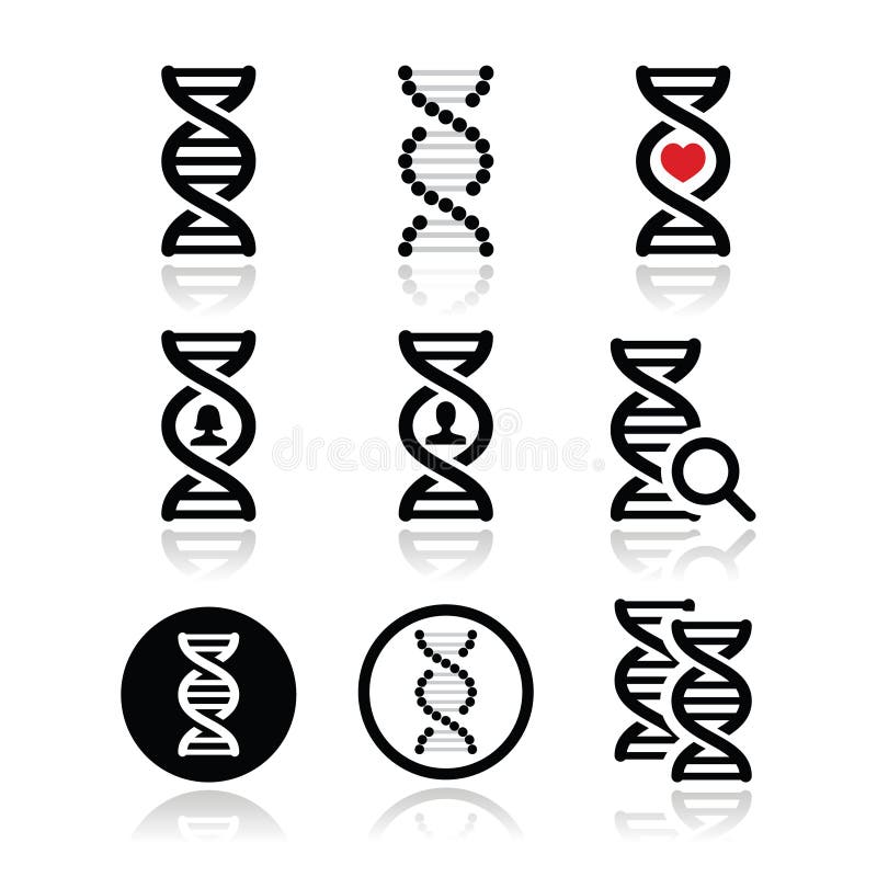 DNA, genetics icons set stock illustration. Illustration of information ...