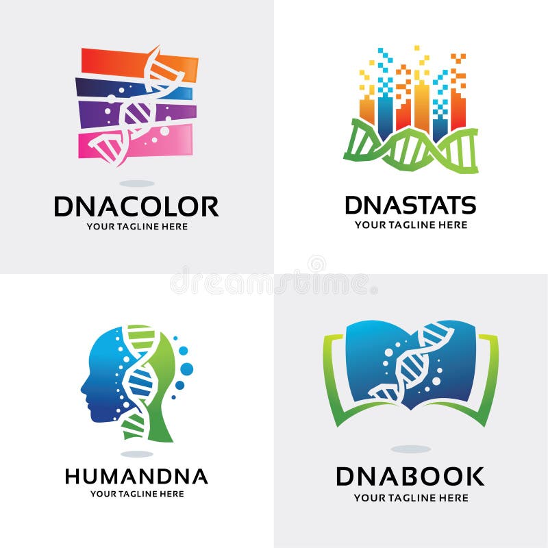 DNA Genetics Logo Set Design Template Collection Stock Vector ...