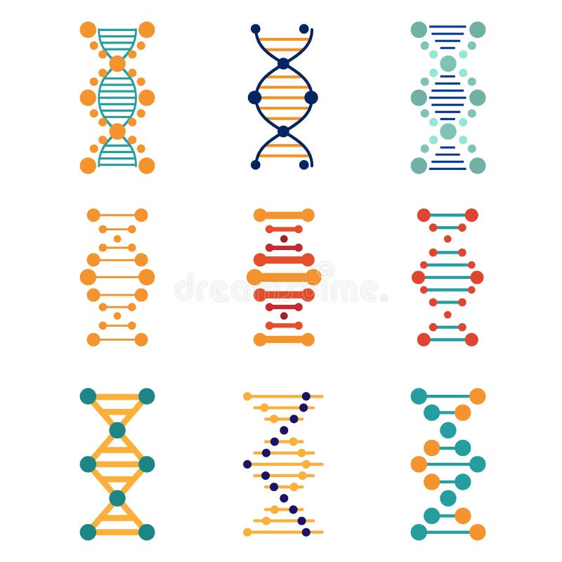 DNA, Genetics Vector Buttons Set Stock Vector - Illustration of heart ...