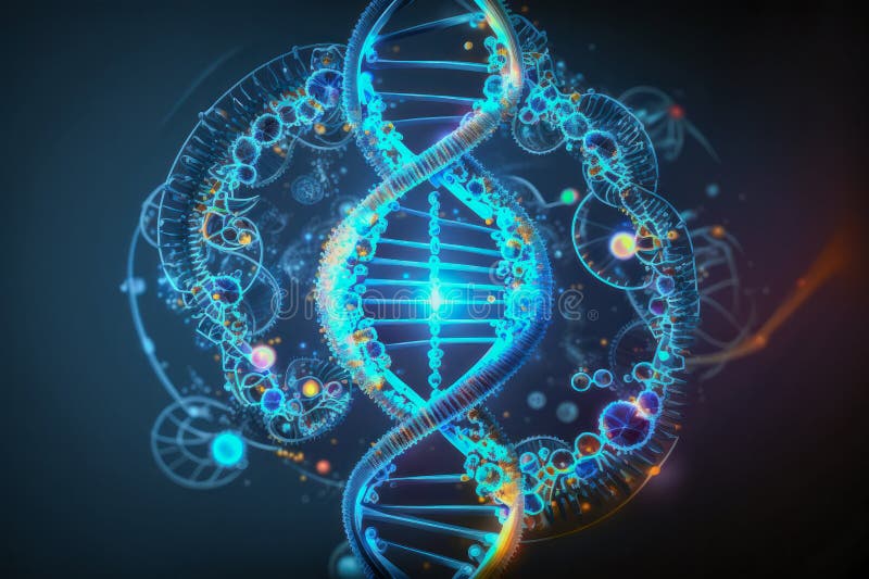 DNA Helix Abstract Illustration, Blue Toning Stock Illustration ...
