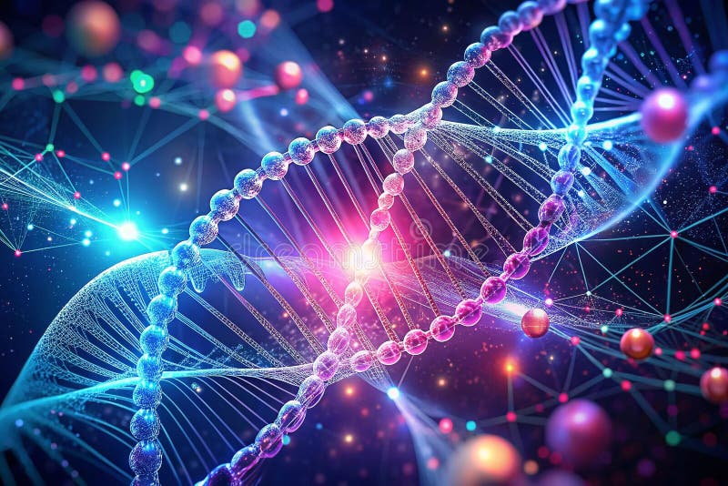 DNA Helix in Abstract Scientific Space Stock Illustration ...