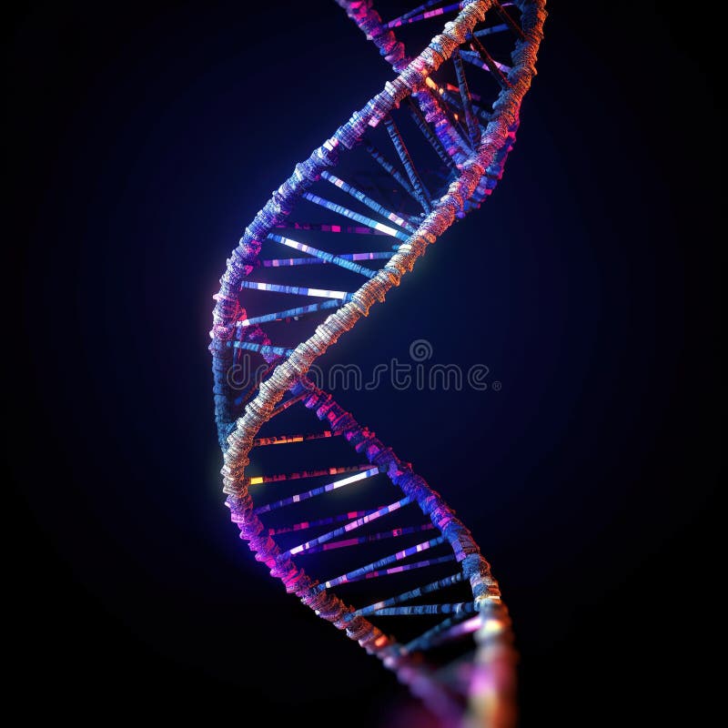 Dna Helix on Black. DNA Molecular Structure with Sequencing Data of ...