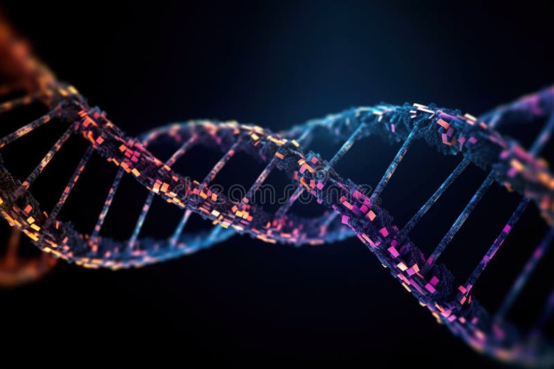 Dna Helix on Black. DNA Molecular Structure with Sequencing Data of ...