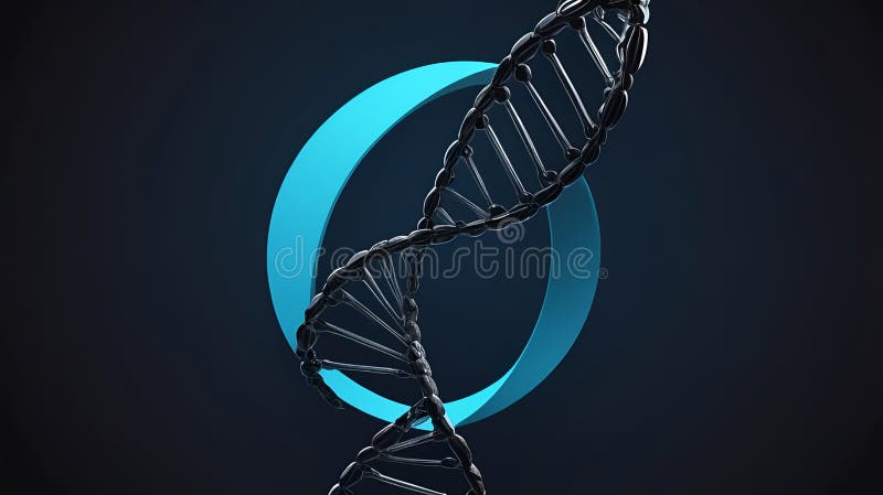 Dna Helix with Blue Circle in Dark Background Stock Illustration ...