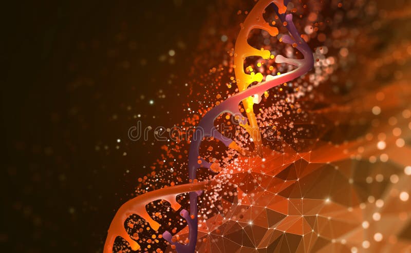 DNA Helix 3D Illustration. Mutations Under Microscope Stock ...