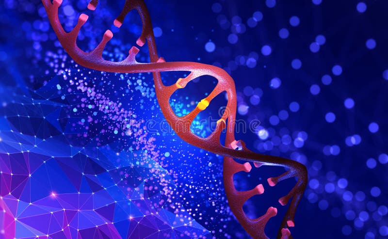 DNA Helix 3D Illustration. Mutations Under Microscope Stock ...