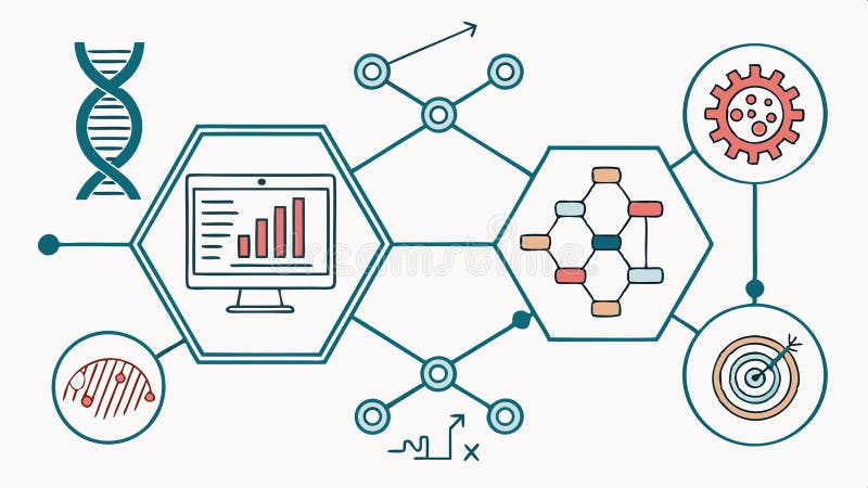 DNA Helix and Data Chart, Science and Technology Concept Vector Design ...