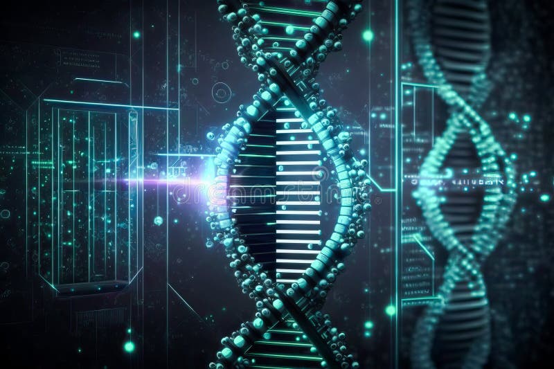 DNA Helix in Digital Cyber Space Illustration Stock Illustration ...