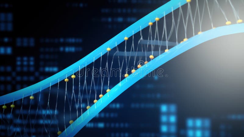 Dna Helix with Digital Glow and Light Effects for Scientific and ...