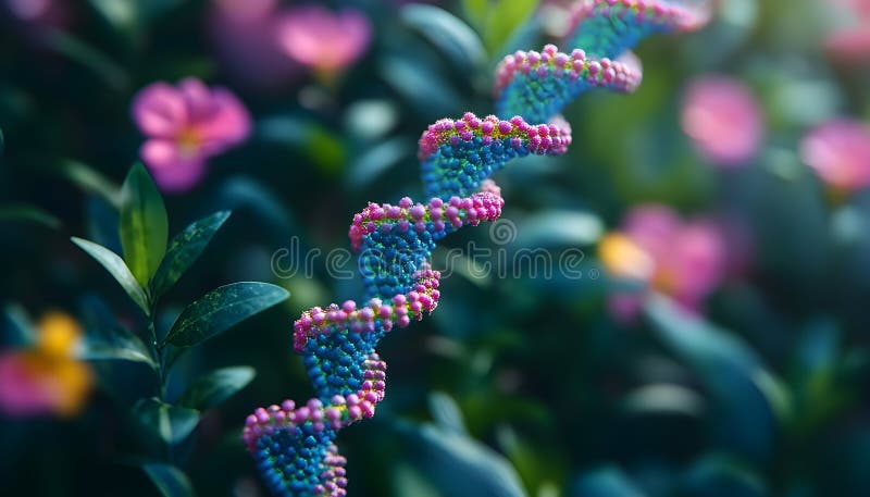 AI-Generated DNA in Bloom stock illustration. Illustration of nature ...