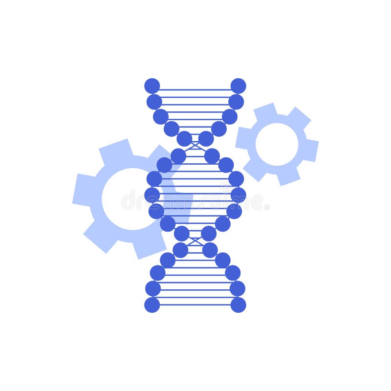 DNA Helix with Geers, Flat Vector Illustration Isolated on White ...
