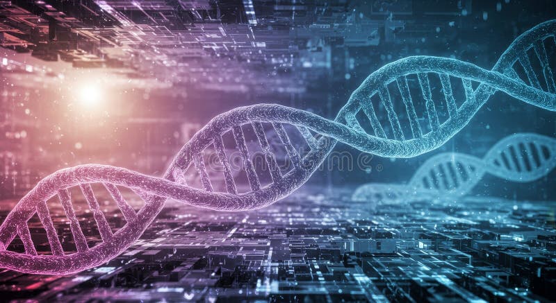 DNA Helix Genetic Code in Cyberspace Genetic Engineering Biology ...