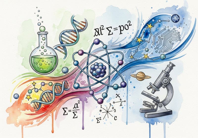 DNA Helix Highlights Genetics, the Atom Signifies Physics or Stock ...