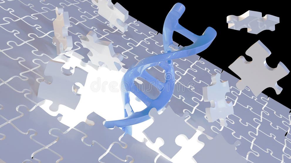 DNA Helix and Jigsaw Puzzle Pieces Stock Illustration - Illustration of ...
