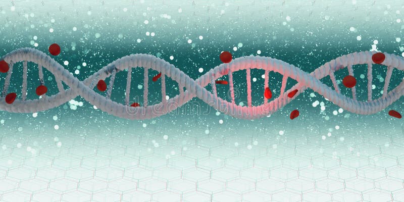 DNA Helix Life Structure and Red Blood Cells 3d Illustration Stock ...