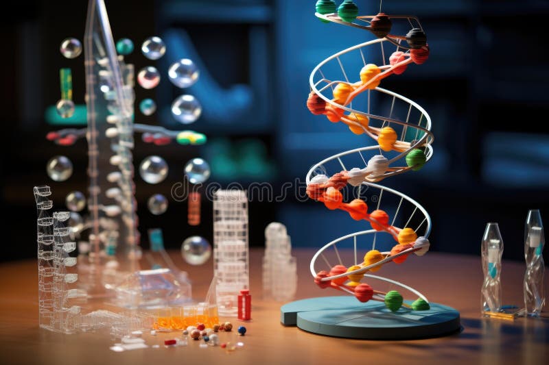 Dna Helix Model Surrounded by Lab Equipment Stock Image - Image of ...