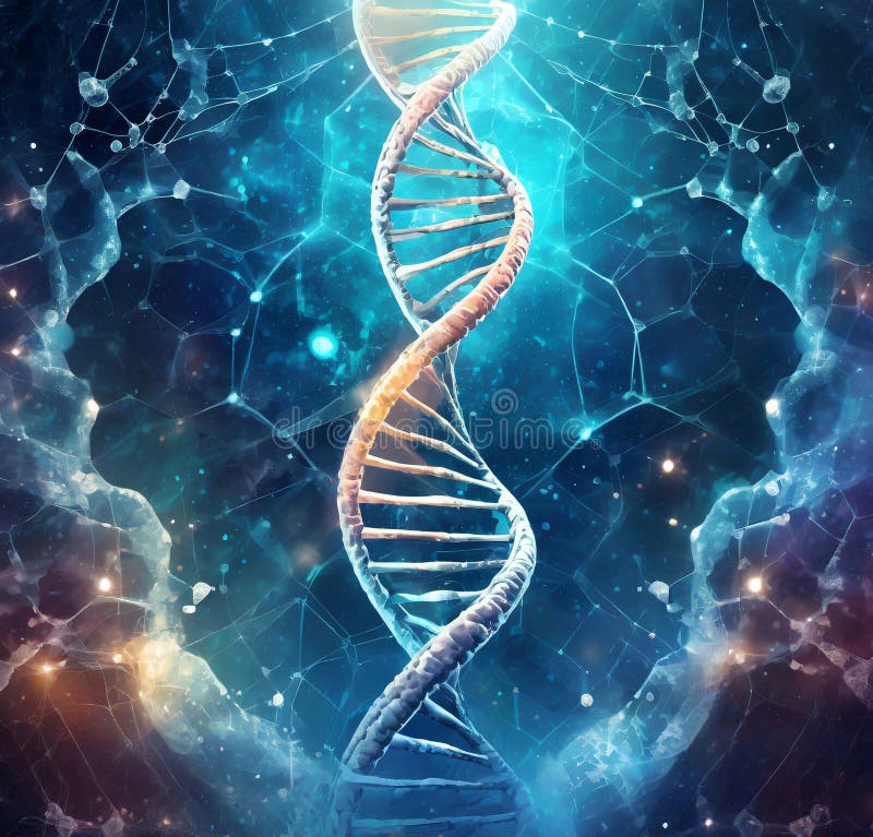 Dna Helix Molecule on Cyberspace Background Finding Finding ...