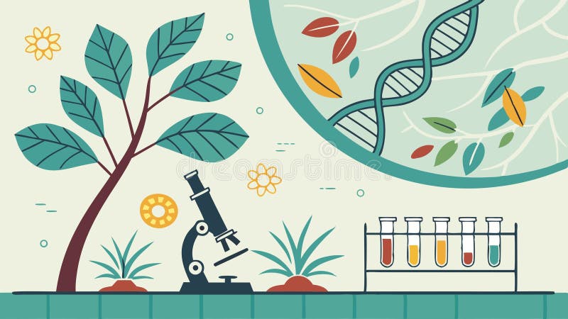 DNA Helix, Plant, Microscope, Blending Nature and Science, Vector ...