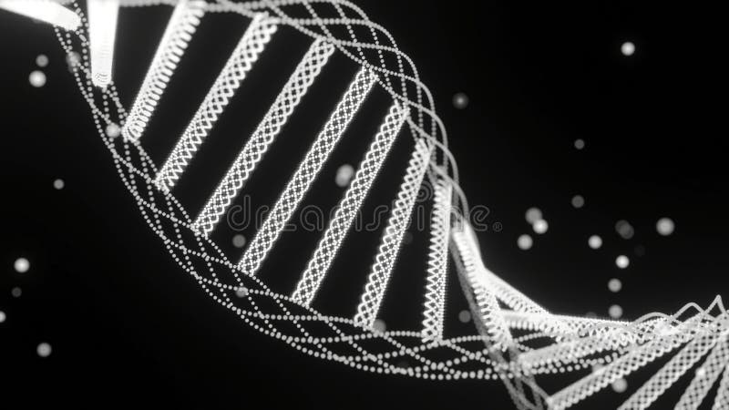 Dna Helix Rotates with Glowing Dots. Design. Beautiful Rotating Spiral ...