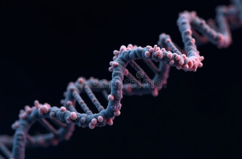 DNA Helix Rotating on Black Background, Genetics Biology Cell. AI ...