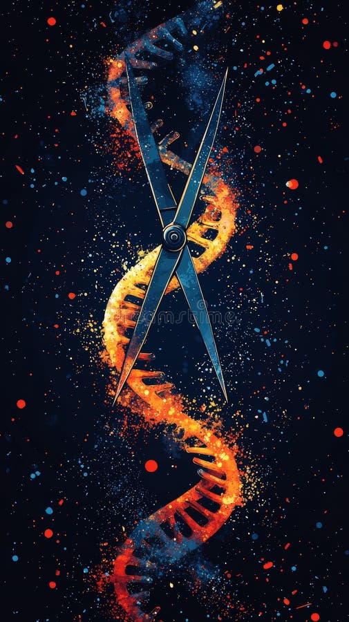 DNA Helix and Scissors Representing Gene Editing Concept Stock Photo ...