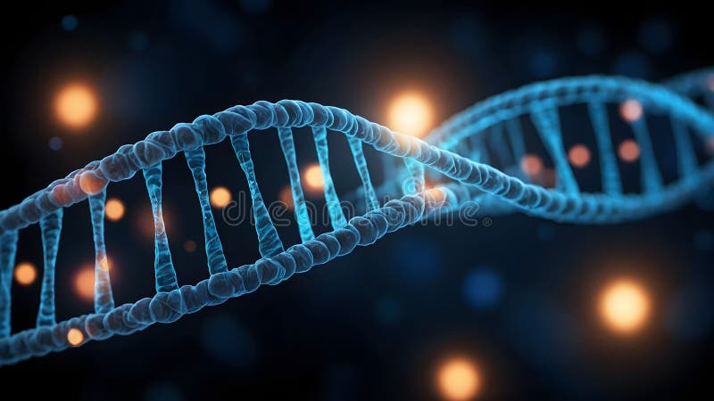 DNA Helix Structure Illuminated in a Dark Background, Showcasing ...