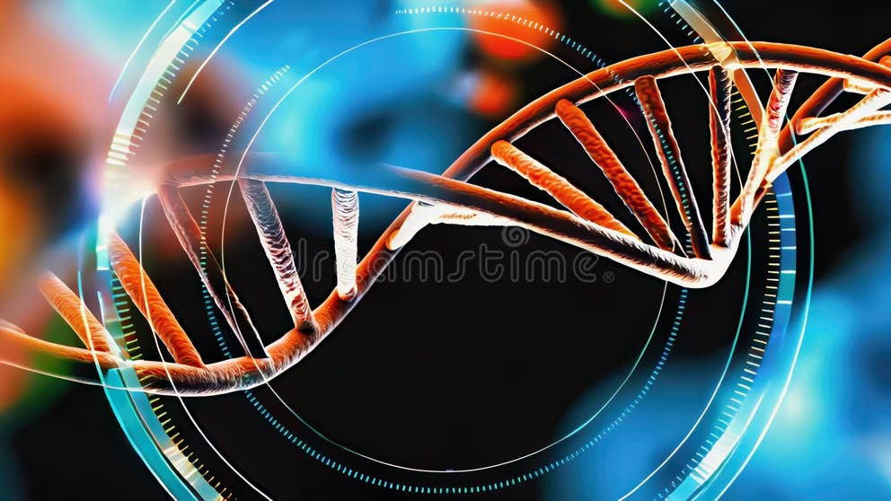 DNA Helix Structure Under Microscope. Genetic Model Atoms are Connected ...