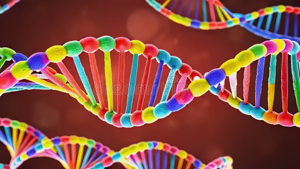 DNA Helix Structure Under Microscope. Genetic Model Atoms are Connected ...