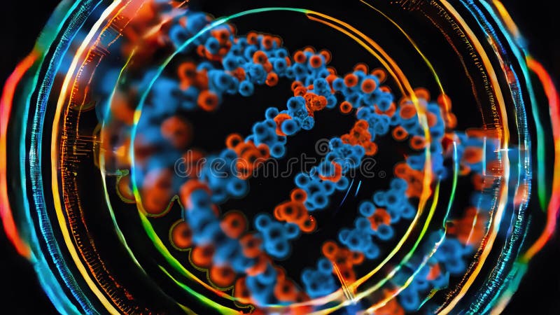 DNA Helix Structure Under Microscope. Genetic Model Atoms are Connected ...