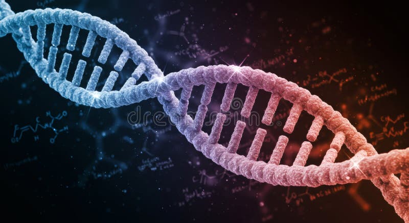 Dna Helix Structure Visualization with Chemical Formulas for Science ...
