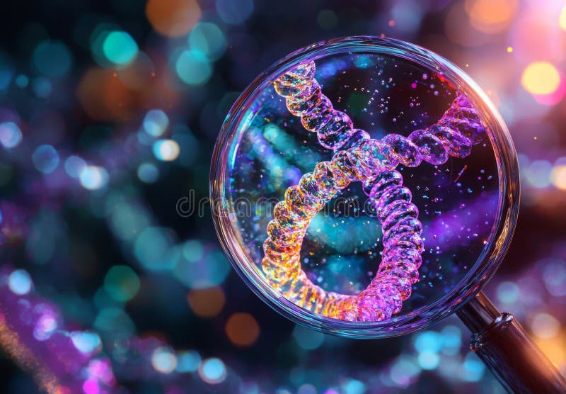 The DNA Helix Viewed through a Magnifying Glass Next To DNA Sanger ...