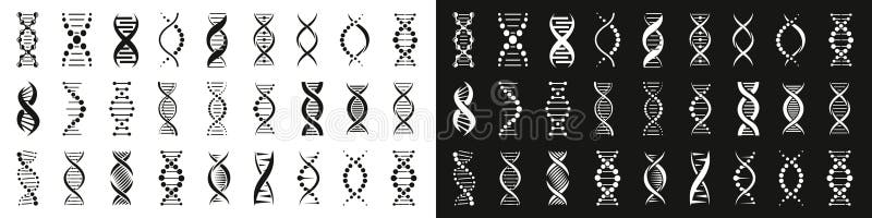 DNA Icon Collection. Set of Black Dna Icons Stock Vector - Illustration ...