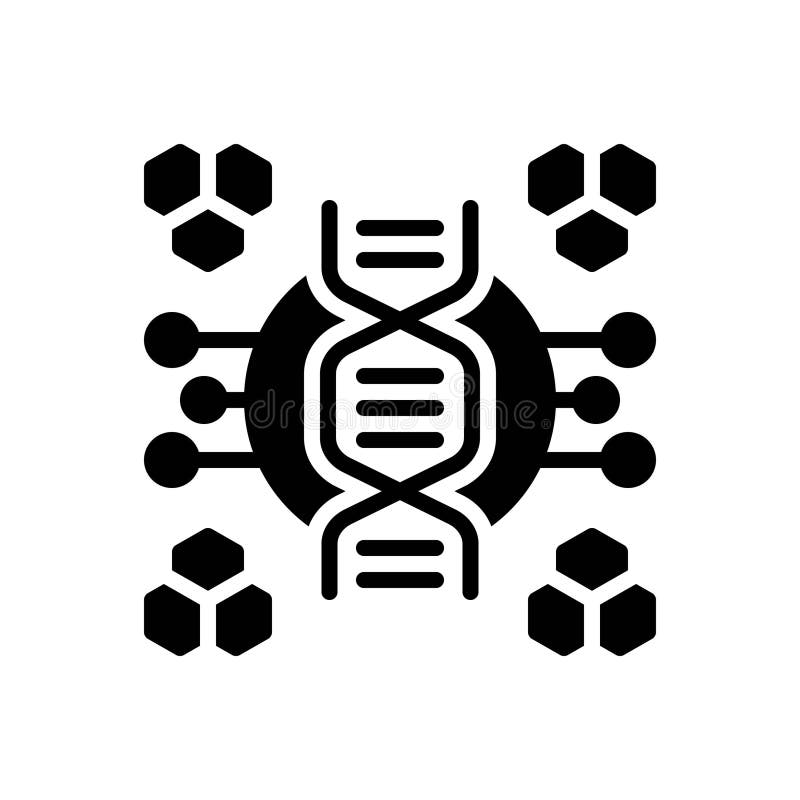 Black Solid Icon for Dna, Heredity and Human Stock Vector ...