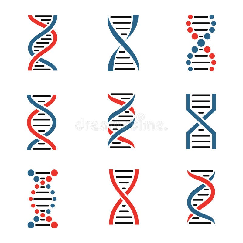DNA Icon Set Isolated On A White Background. Stock Illustration ...