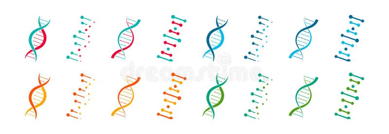 DNA Icon Set. DNA Structure Molecule Icon. Chromosome Icons Stock ...