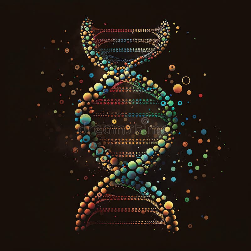DNA Illustration in Dark Background Stock Illustration - Illustration ...