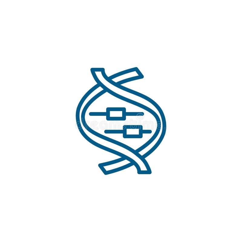 DNA Line Blue Icon on White Background. Blue Flat Style Vector ...