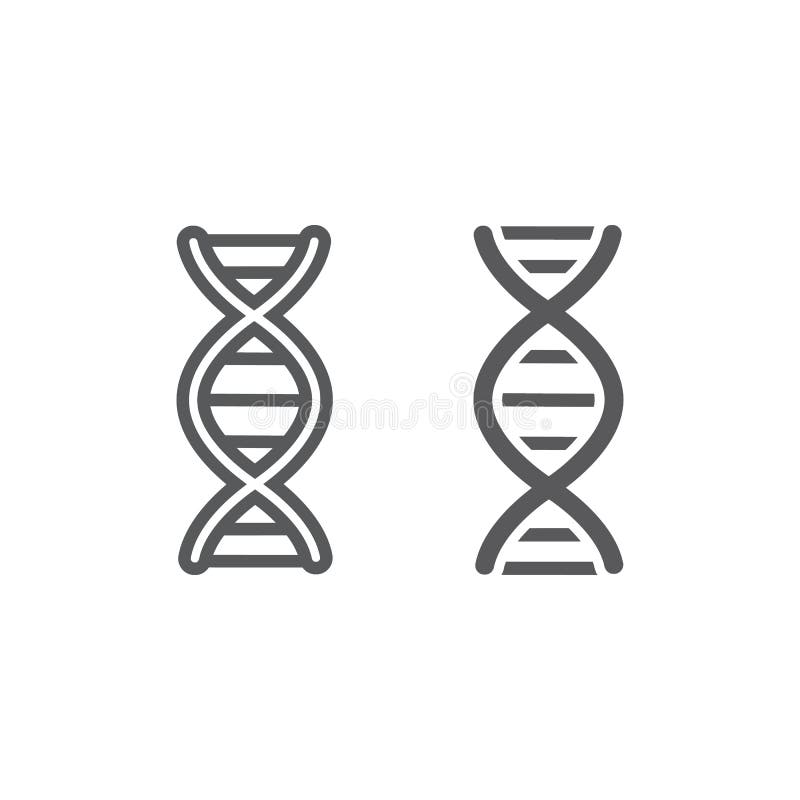 DNA Line and Glyph Icon, Chromosome and Biology, Genetic Sign, Vector ...