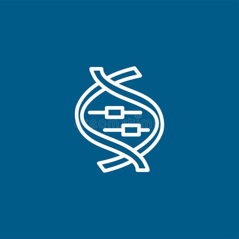 DNA Line Icon on Blue Background. Blue Flat Style Vector Illustration ...