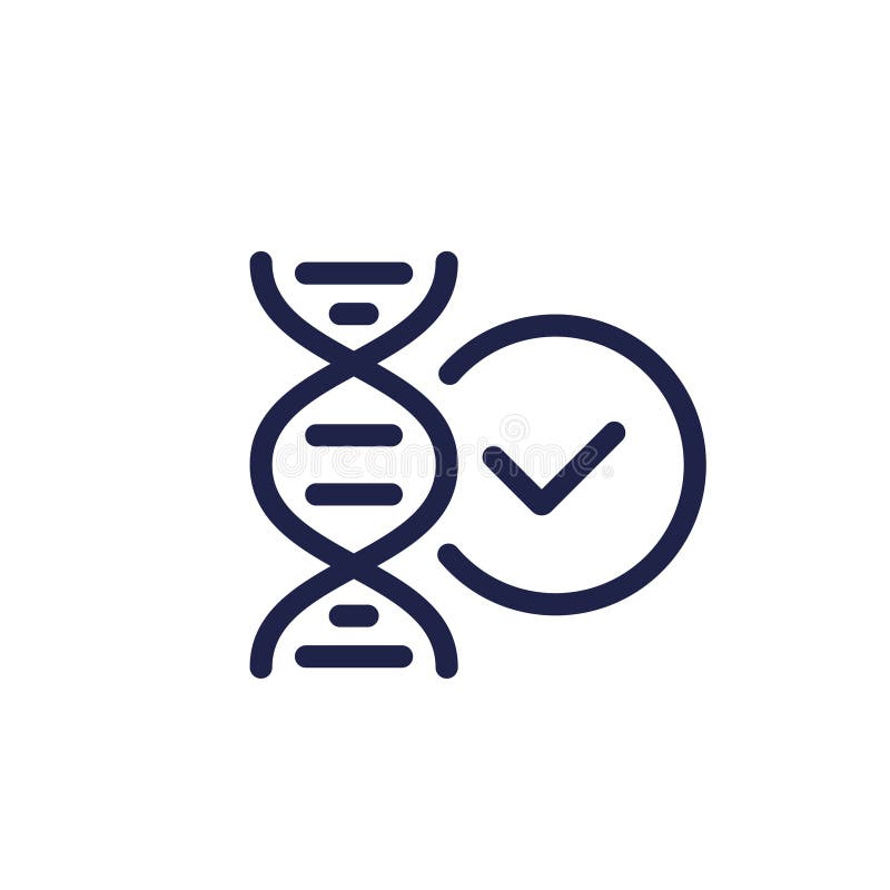 Dna Line Icon with a Check Mark Stock Illustration - Illustration of ...