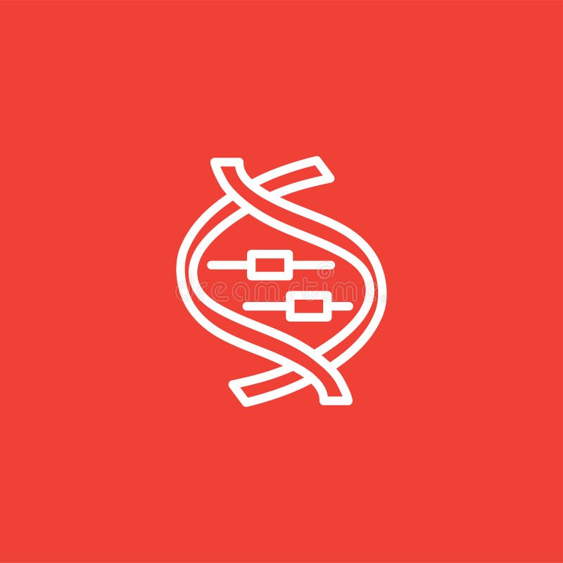 DNA Line Icon on Red Background. Red Flat Style Vector Illustration ...