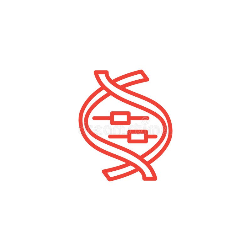 DNA Line Red Icon on White Background. Red Flat Style Vector ... DNA Line Red Icon on White Background. Red Flat Style Vector ...