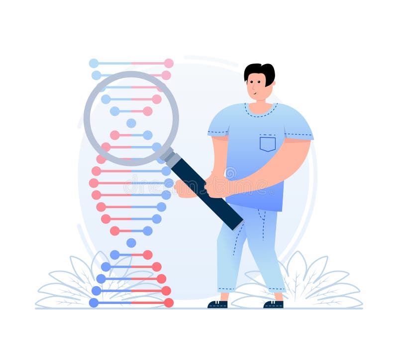 DNA Magnifying Glass. Genetic Analysis. Genetic Research. Vector Stock ...