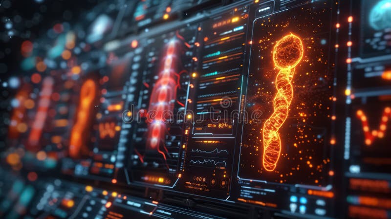 DNA Medical Screen Hologram Stock Illustration - Illustration of design ...