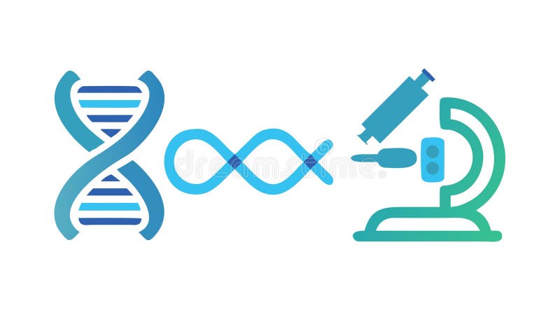 DNA and Microscope Genetic Science and Research Icon, Vector Design ...