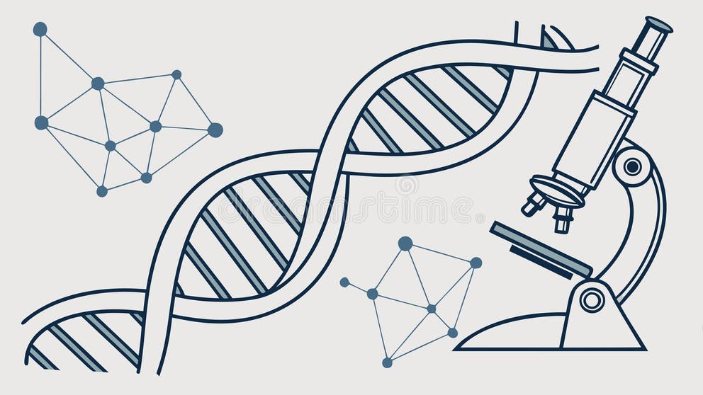 DNA and Microscope Vector, Scientific Research Illustration, Vector ...