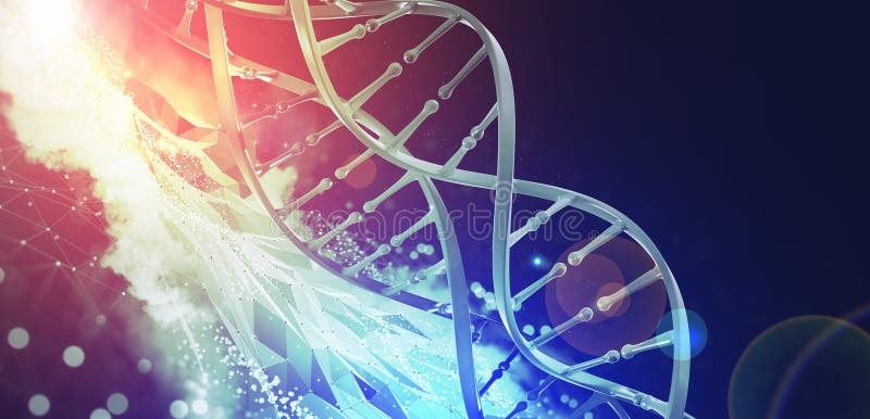DNA 3D Illustration. Decoding Genome Sequence. Scientific Studies of ...