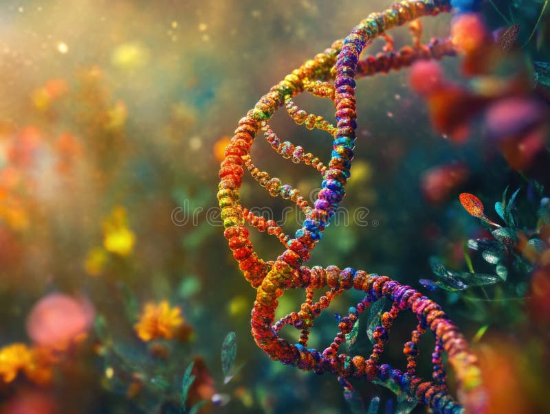 DNA Model in Field of Flowers Stock Photo - Image of botany, molecular ...