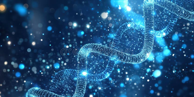 Dna Molecule Abstract Blue Particle Structure Future Science Technology ...