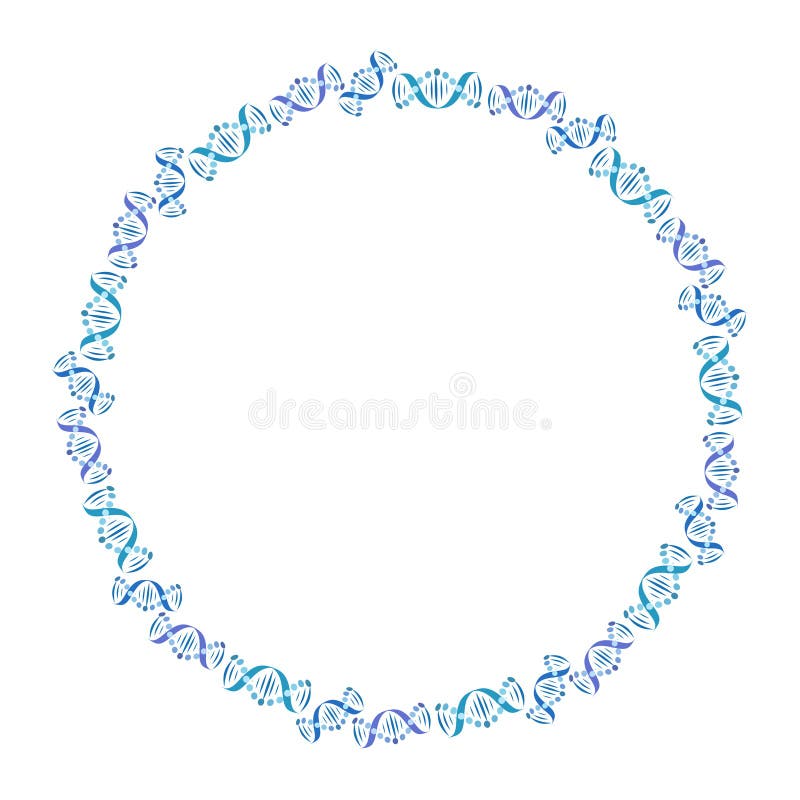 Dna Molecule Art Drawn Round Frame Stock Vector - Illustration of ...